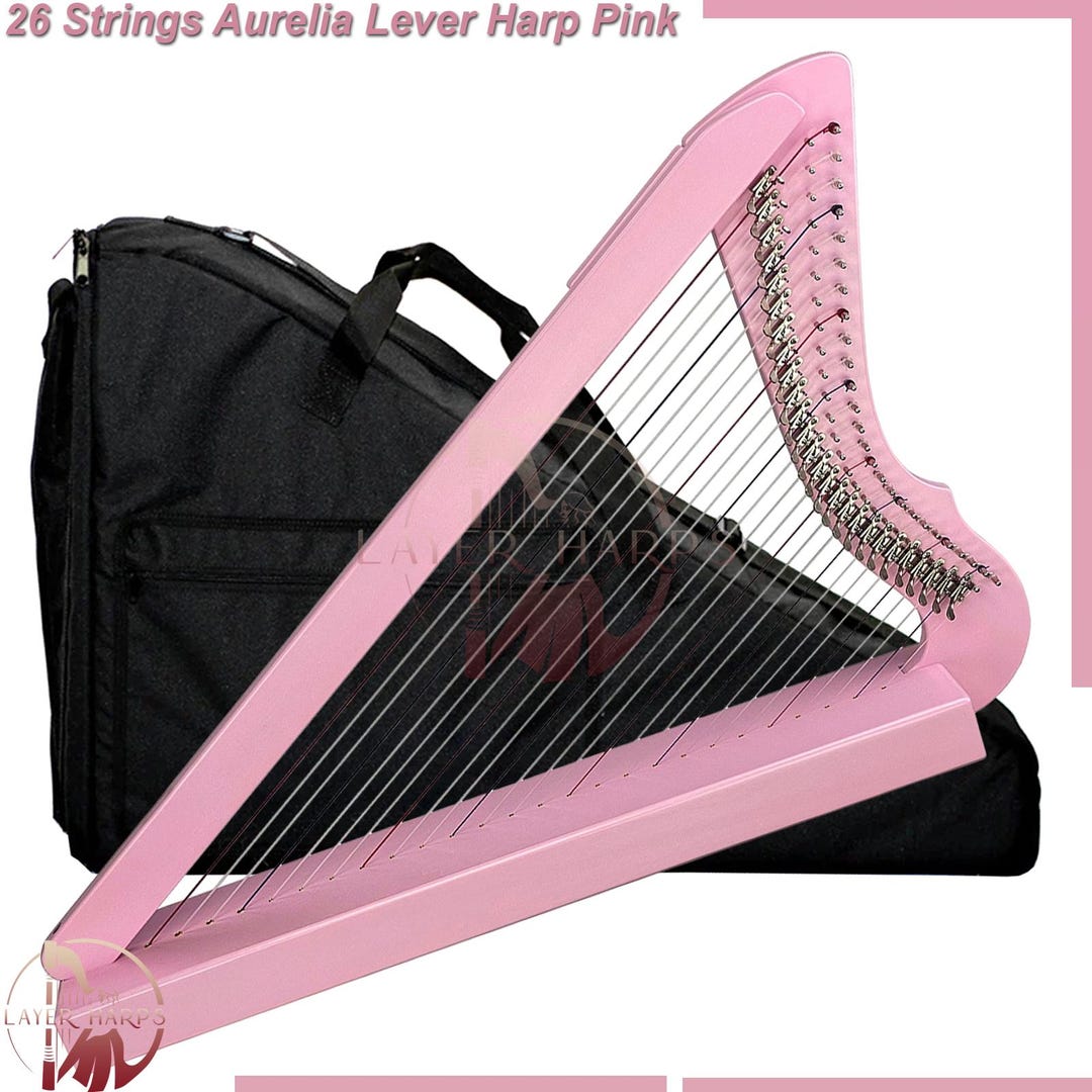 Pink 26 Strings Aurelia Lever Harp | Beginner to Professional Folk Harp ...