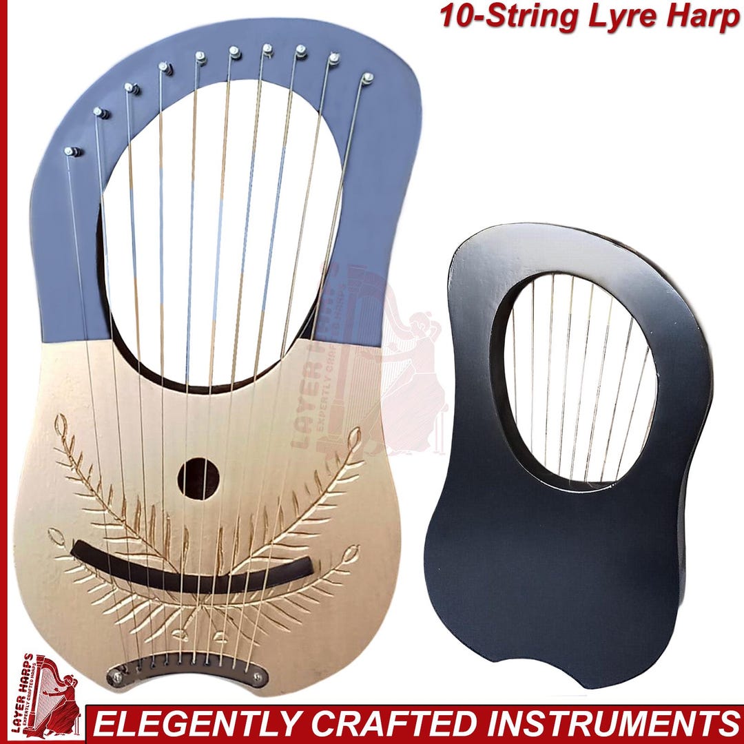 10-string Lyre Harp Gold Black | Celtic Wooden Lyre Small Harp for ...