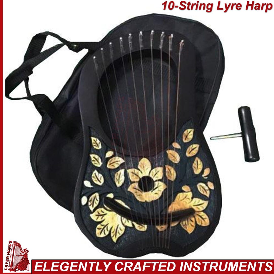 10-string Lyre Harp | Celtic Wooden Lyre | Small Harp for Beginners ...