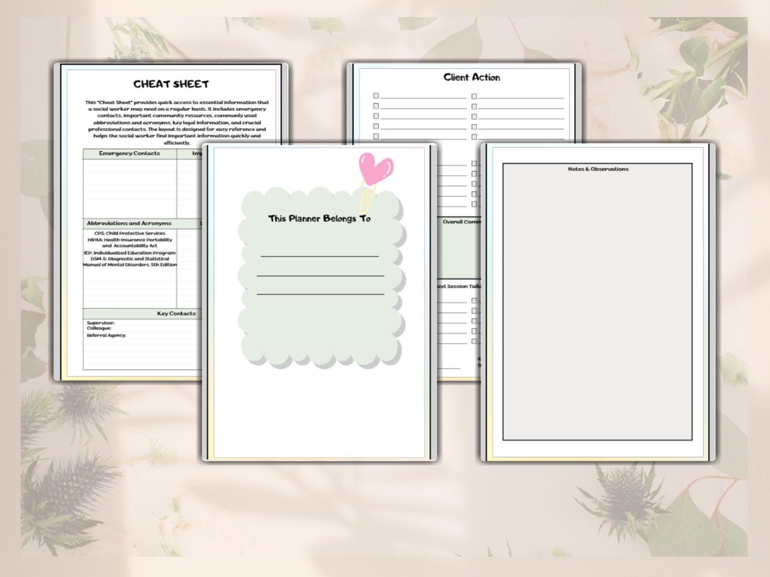 Social Worker Planner, Case Management Template, Client Notes Tracker ...