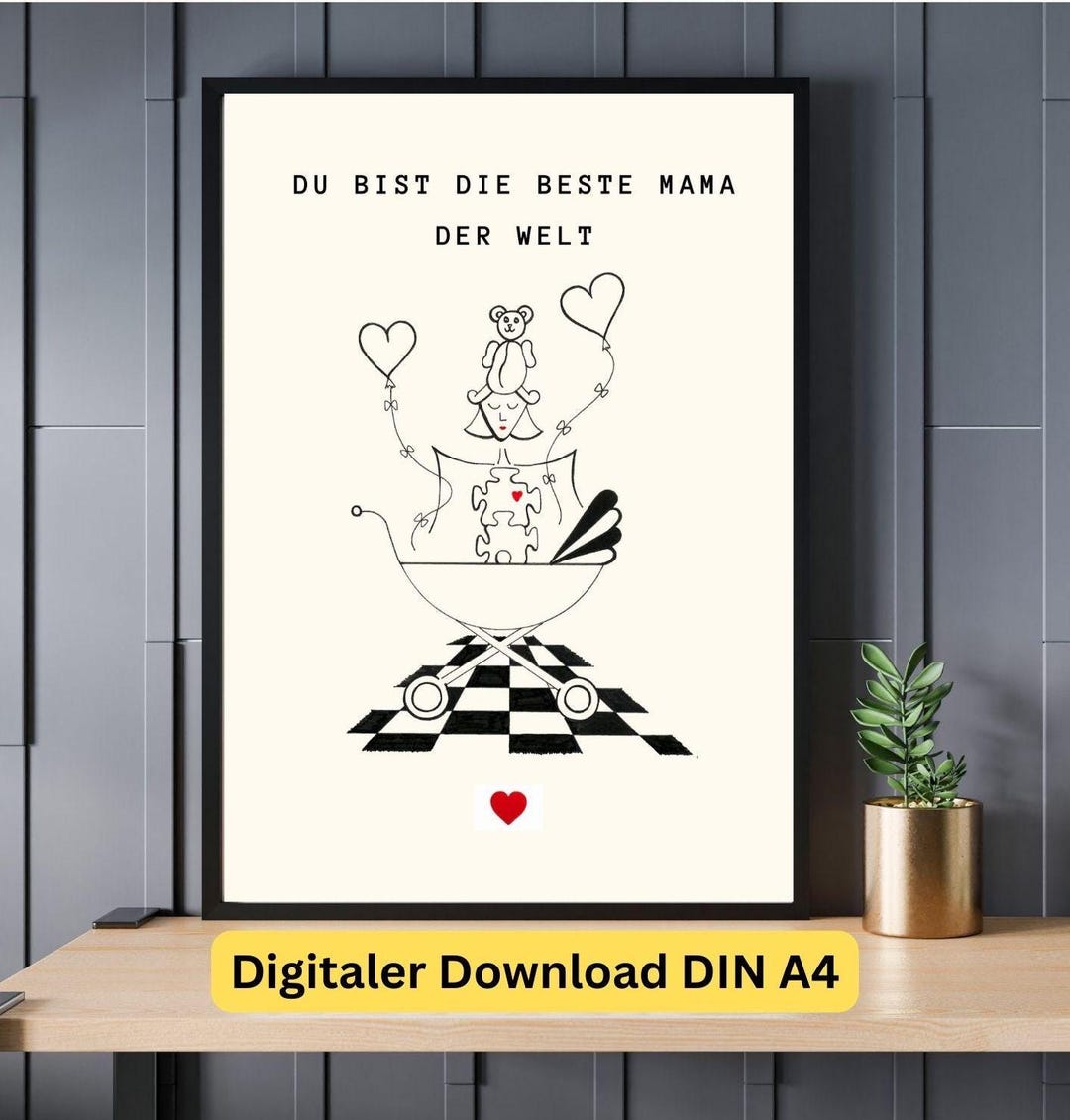 Poster for Mom, Best Mom, Gift Idea, Hand-drawn, Babies, Love, Digital ...