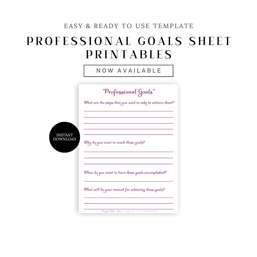 Professional Goals Planner: Purple Printable PDF (US Letter Size ...