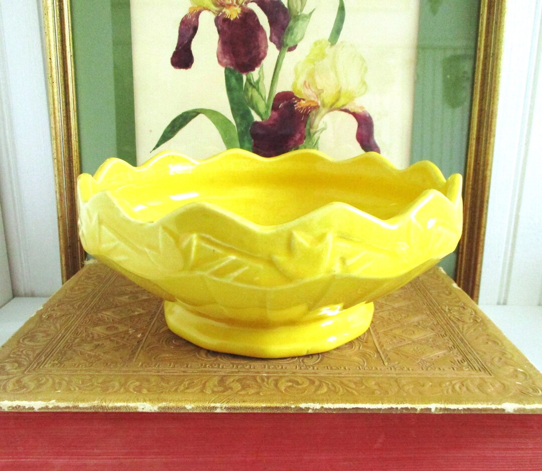Vintage Mccoy Pottery Yellow Scalloped Low Bowl - Etsy