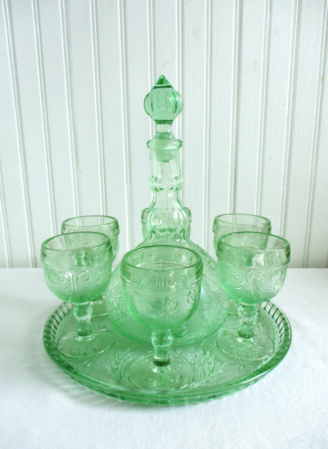 Vintage Indiana Glass - Tiara Chantilly - Sandwich Glass Mint Green ...