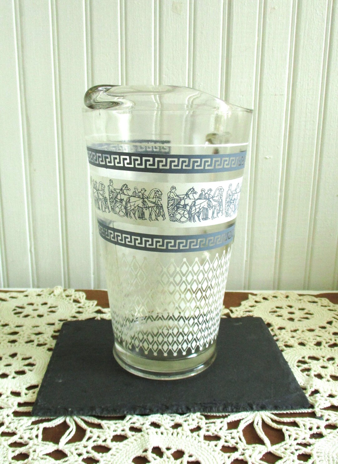 Jeannette Glass Co. Large Patrician Greek Key Glass Pitcher - Etsy
