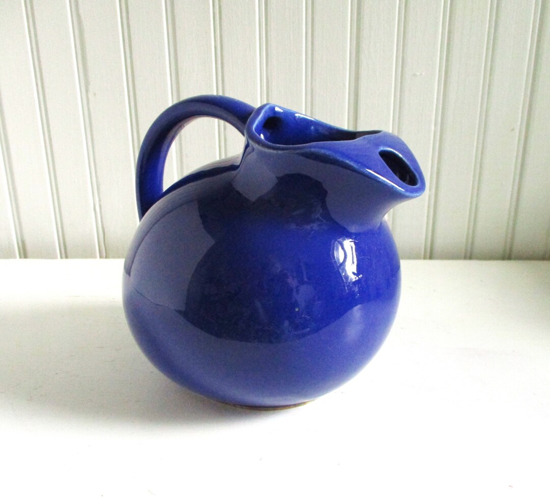 Vintage Cobalt Blue Shawnee Ball Pitcher - Etsy