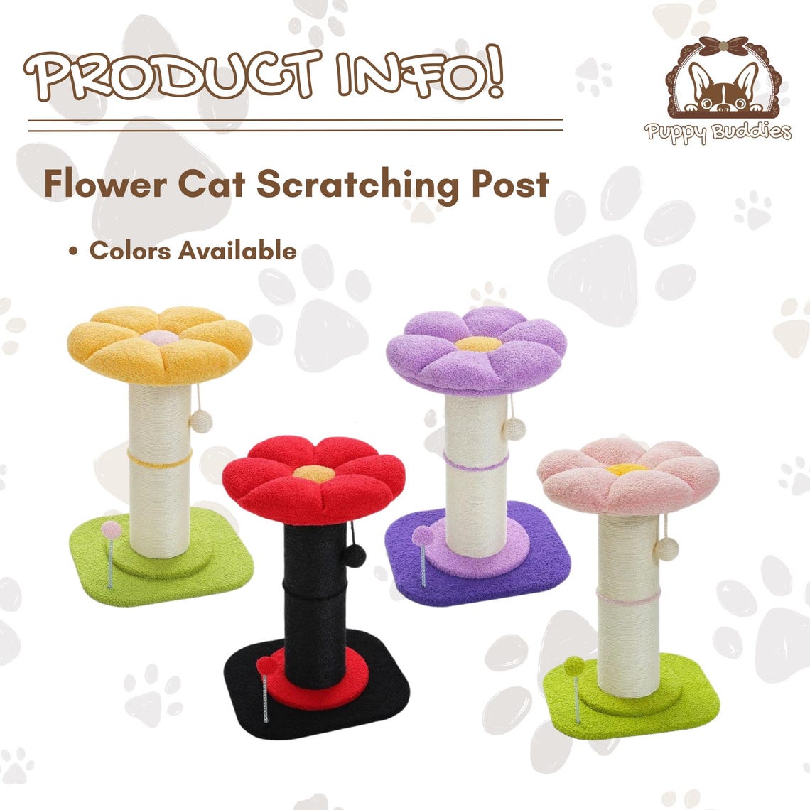 Flower Cat Scratching Post, Modern Cat Tower, Cat Scratcher, Cat Toy ...