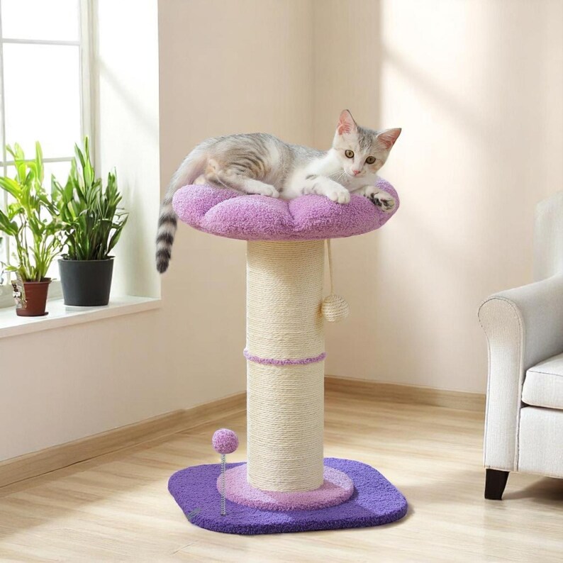 Flower Cat Scratching Post, Modern Cat Tower, Cat Scratcher, Cat Toy ...