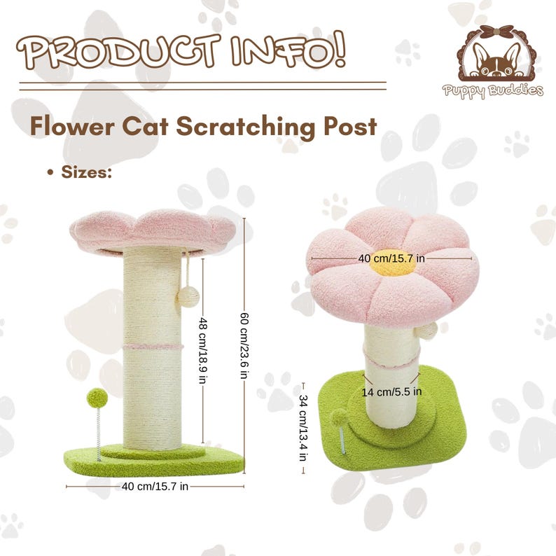 Flower Cat Scratching Post, Modern Cat Tower, Cat Scratcher, Cat Toy ...