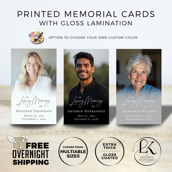 Personalized Funeral Memorial Cards - Etsy