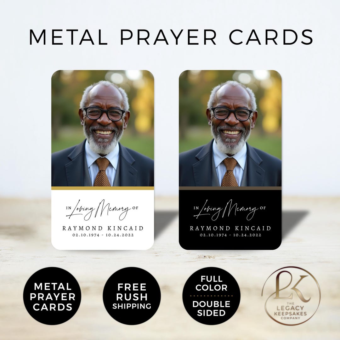 METAL Prayer Cards, Set of 55, Keepsakes, Memorial Cards, Funeral Cards ...