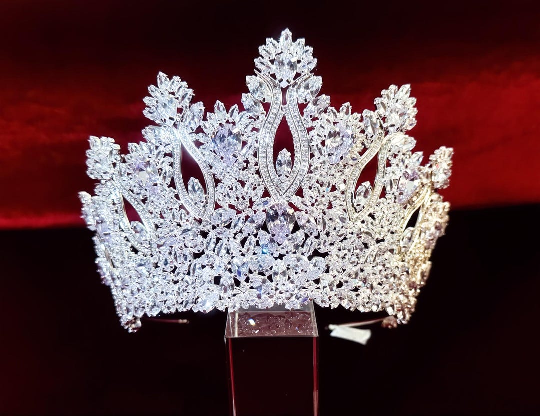 Large Size Big Crystal Bridal Tiara: Luxury Wedding Crown - Etsy