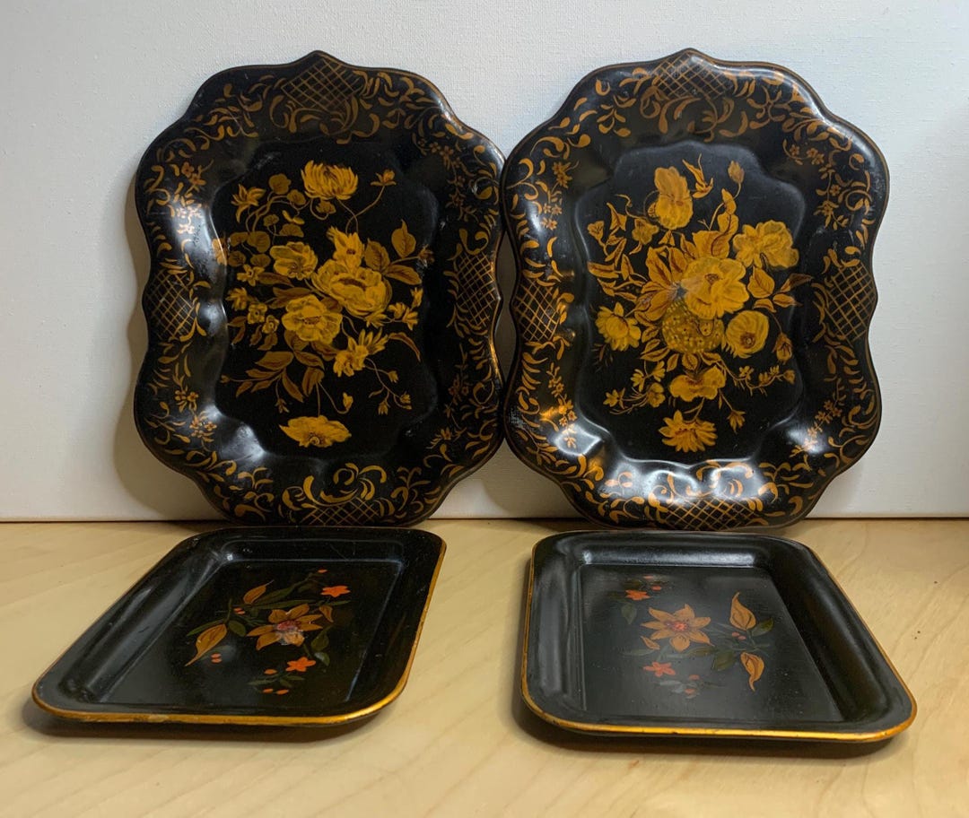 Four (2 Small and 2 Medium) Toleware Trays. - Etsy