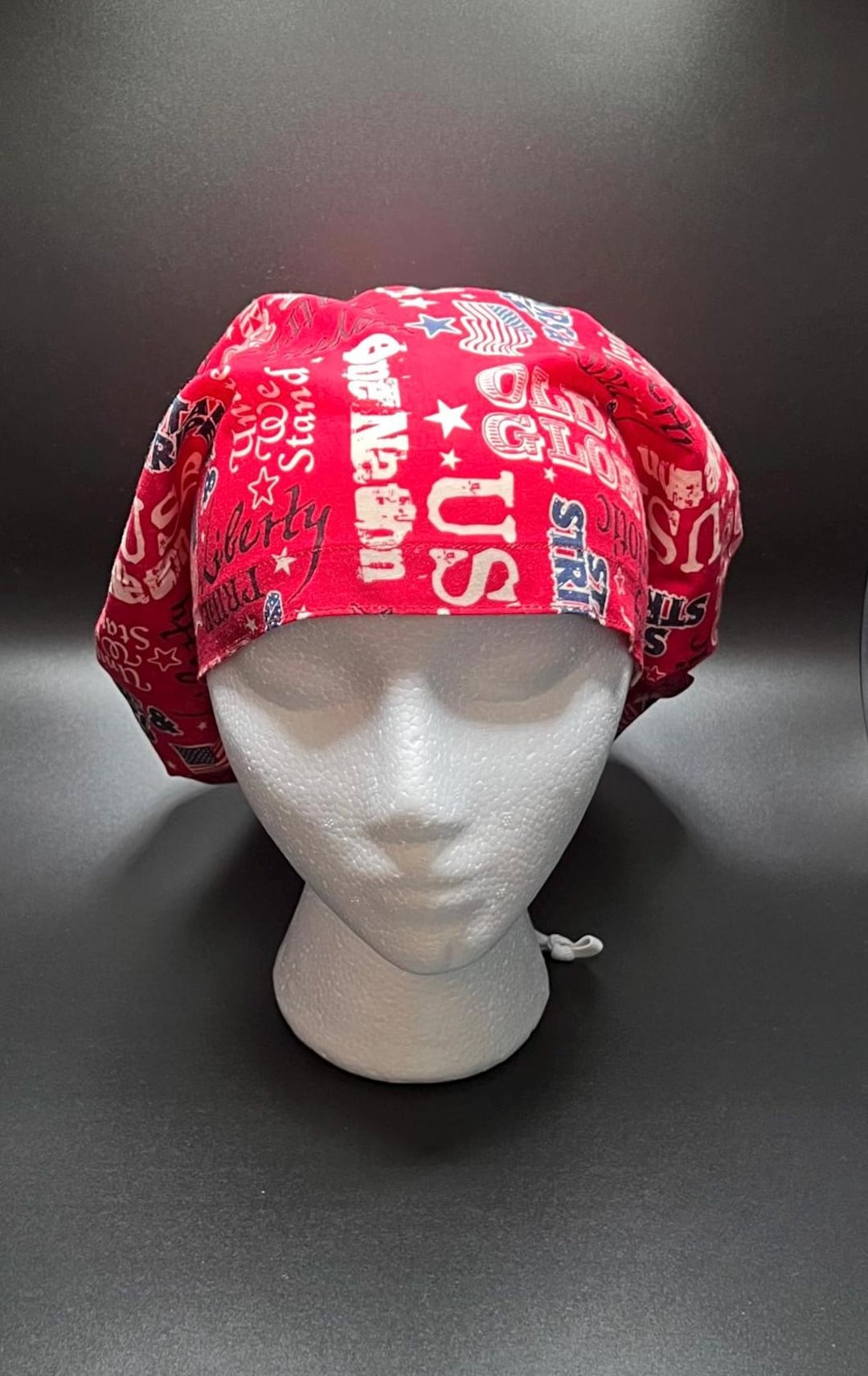 Stars and Stripes on Red Hattie Surgical Cap - Etsy