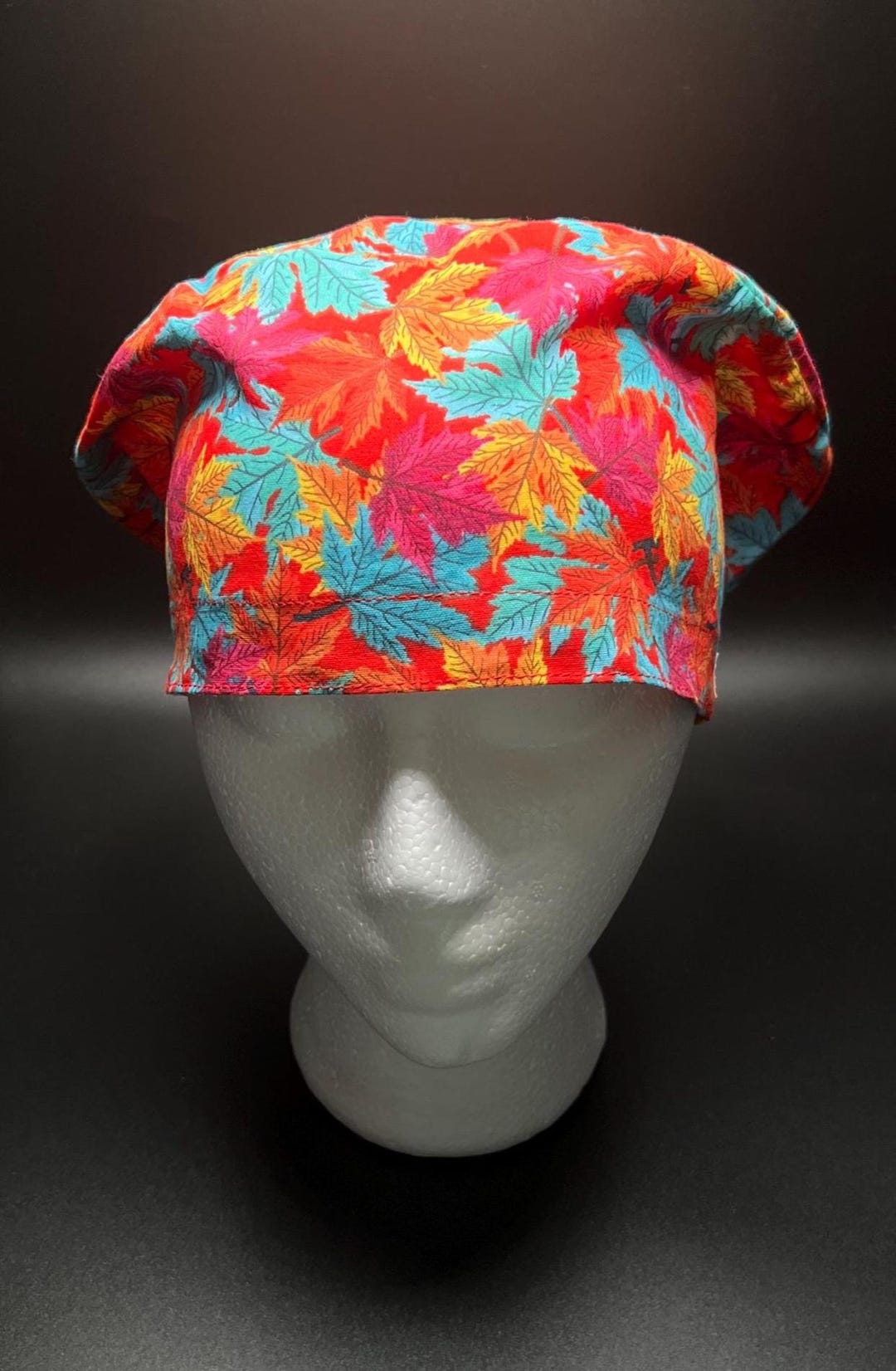 Leaves on Red Sprite Surgical Scrub Cap - Etsy
