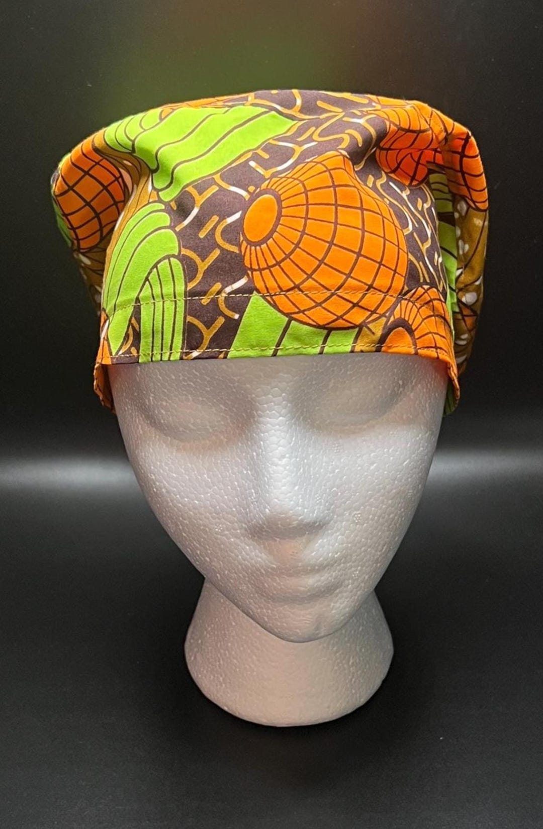 Lime Green and Orange African Print Sprite Surgical Scrub Cap - Etsy
