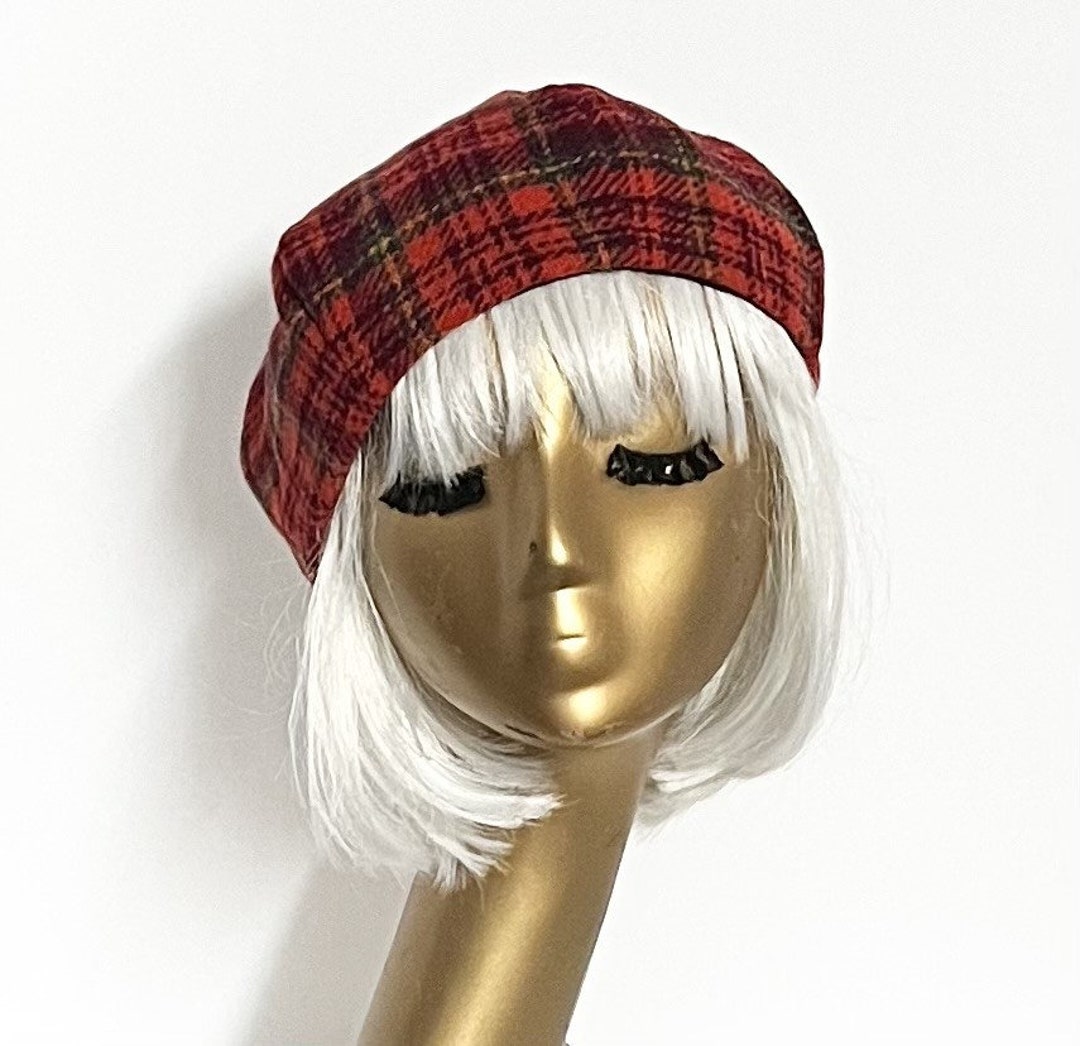Red Plaid Beret Hat - Etsy