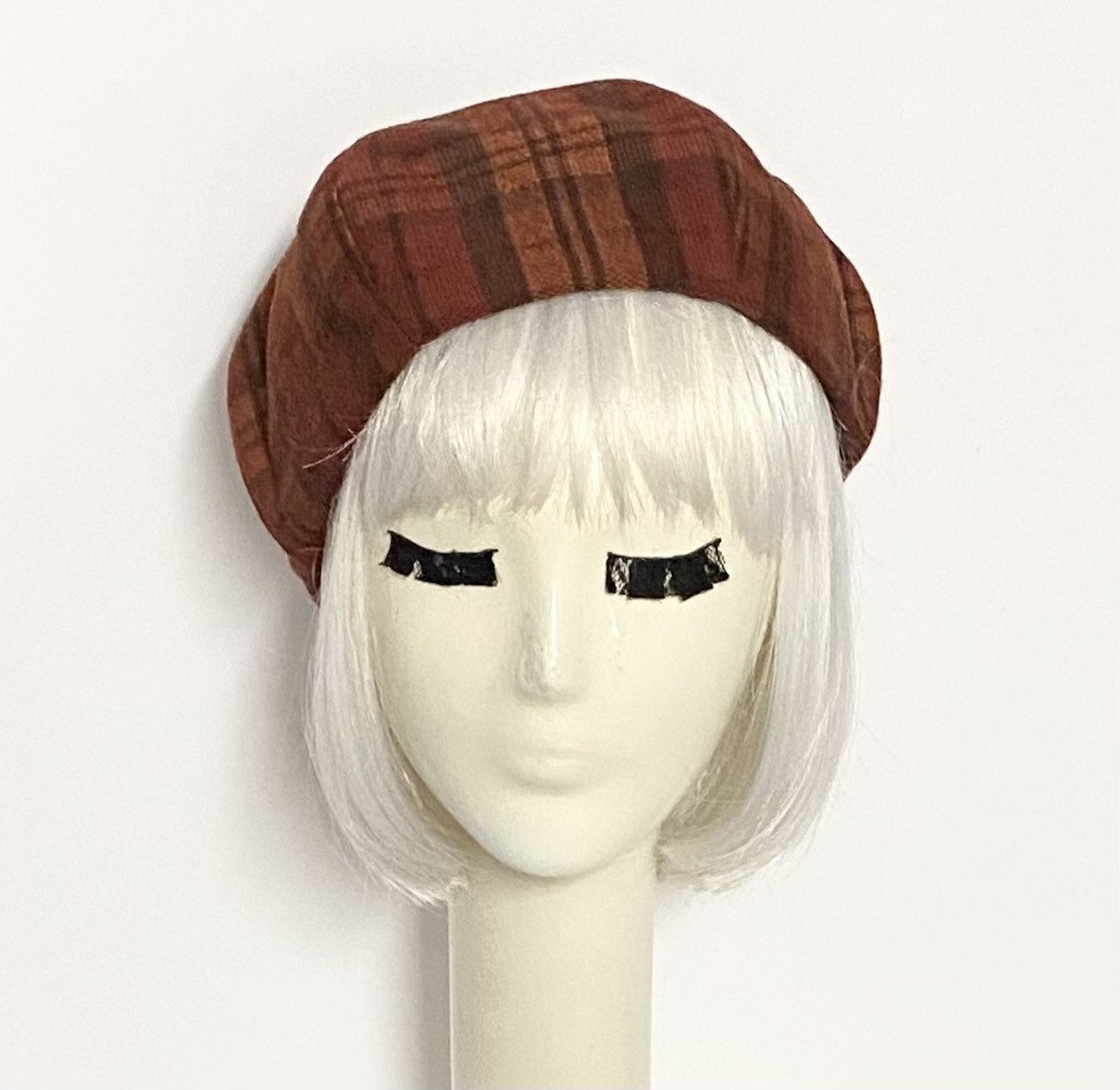 Rust Plaid Beret Hat - Etsy