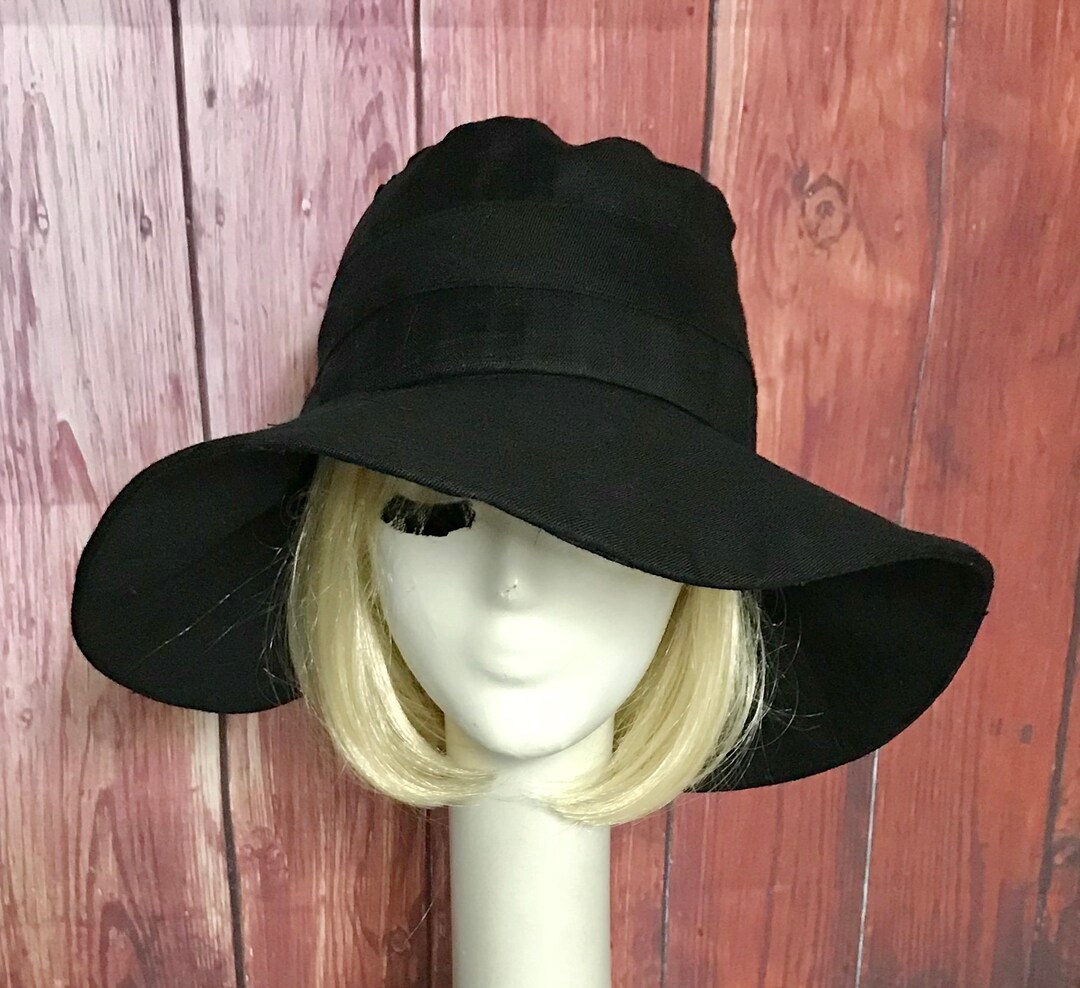 Black Linen Sun Hat, Wide Brim Hat, Sun Hat, Bohemian Hat, Floppy Hat ...