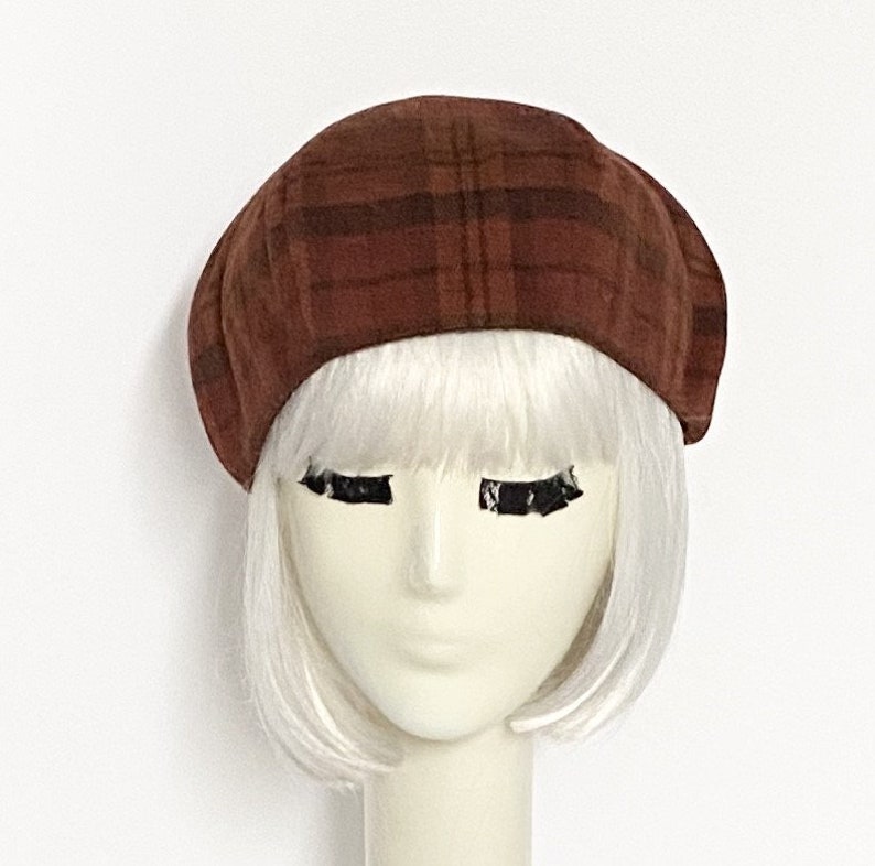 Rust Plaid Beret Hat | Etsy