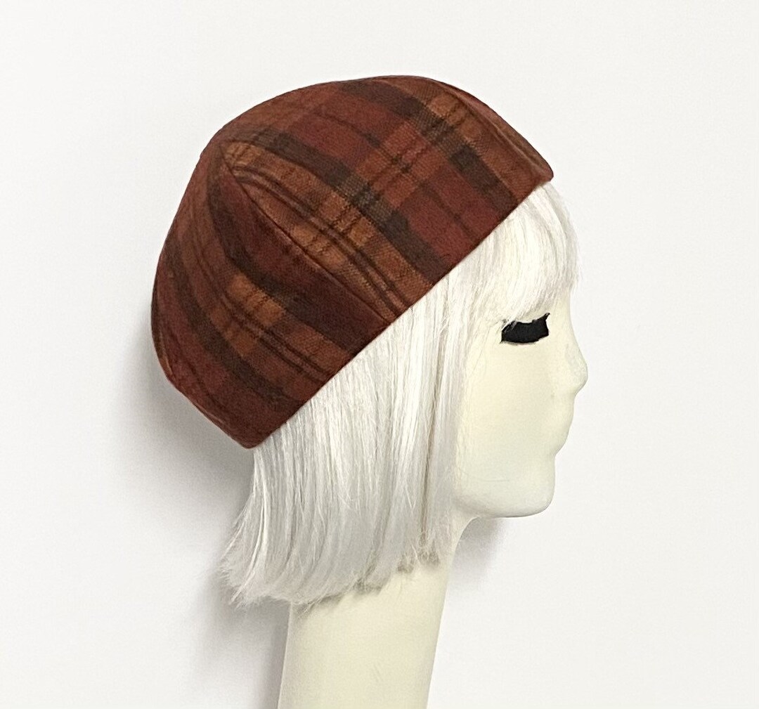 Rust Plaid Beret Hat - Etsy