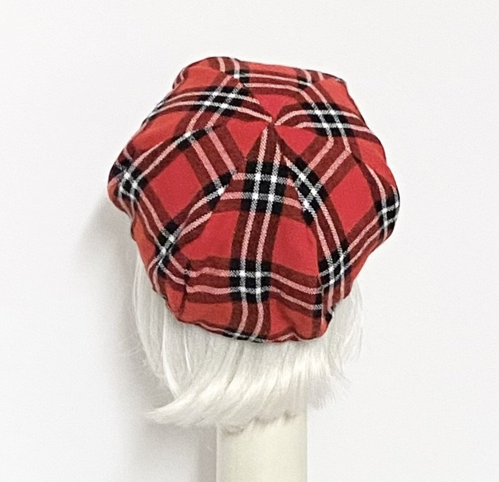 Red Plaid Beret Hat - Etsy