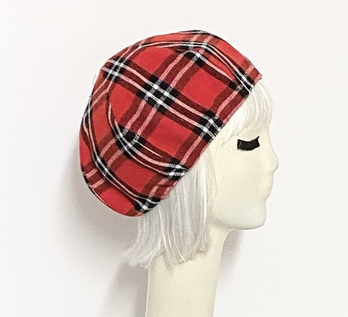 Red Plaid Beret Hat - Etsy