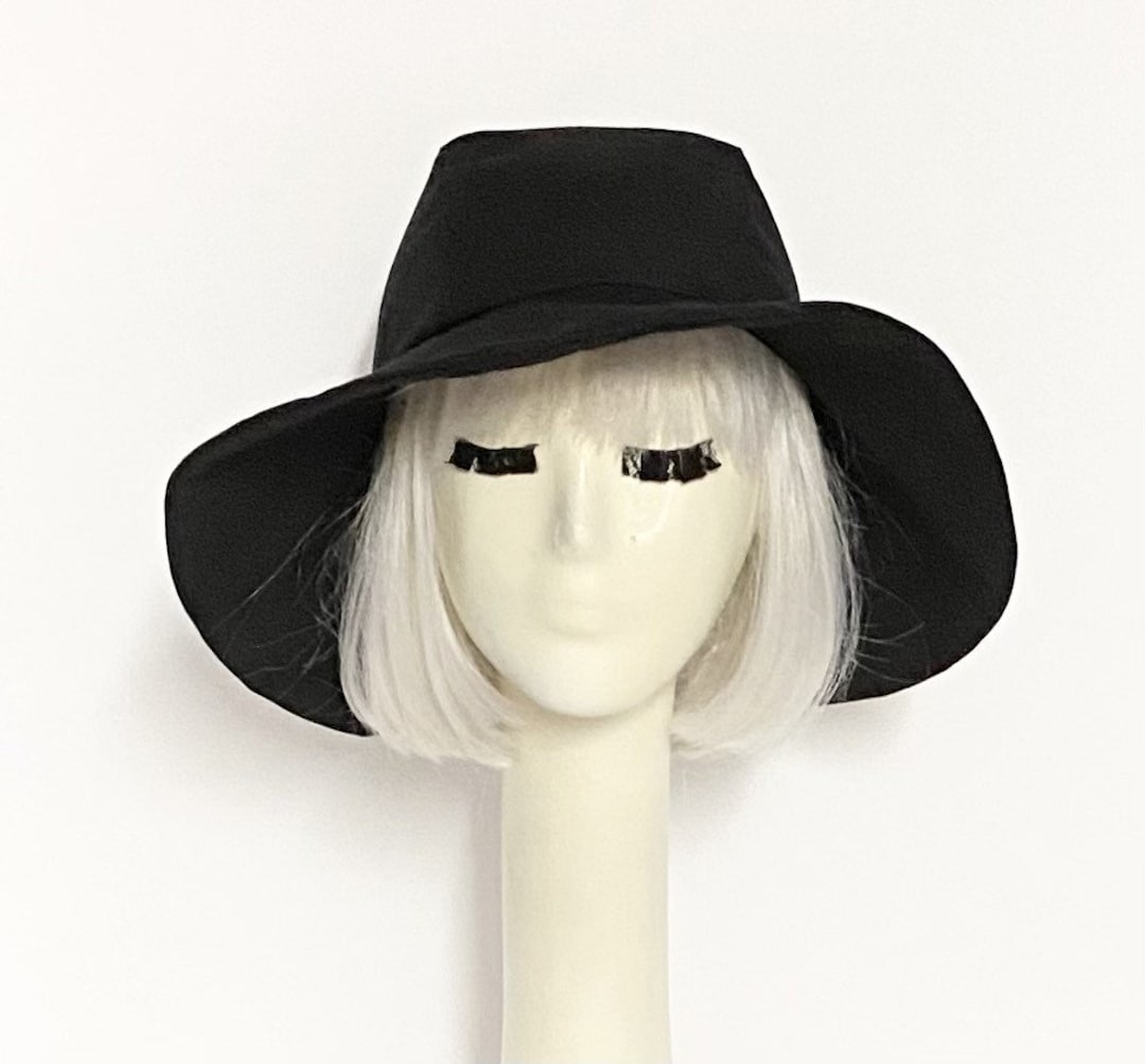 Wide Brim Sun Hat Black Italian Cotton Twill - Etsy