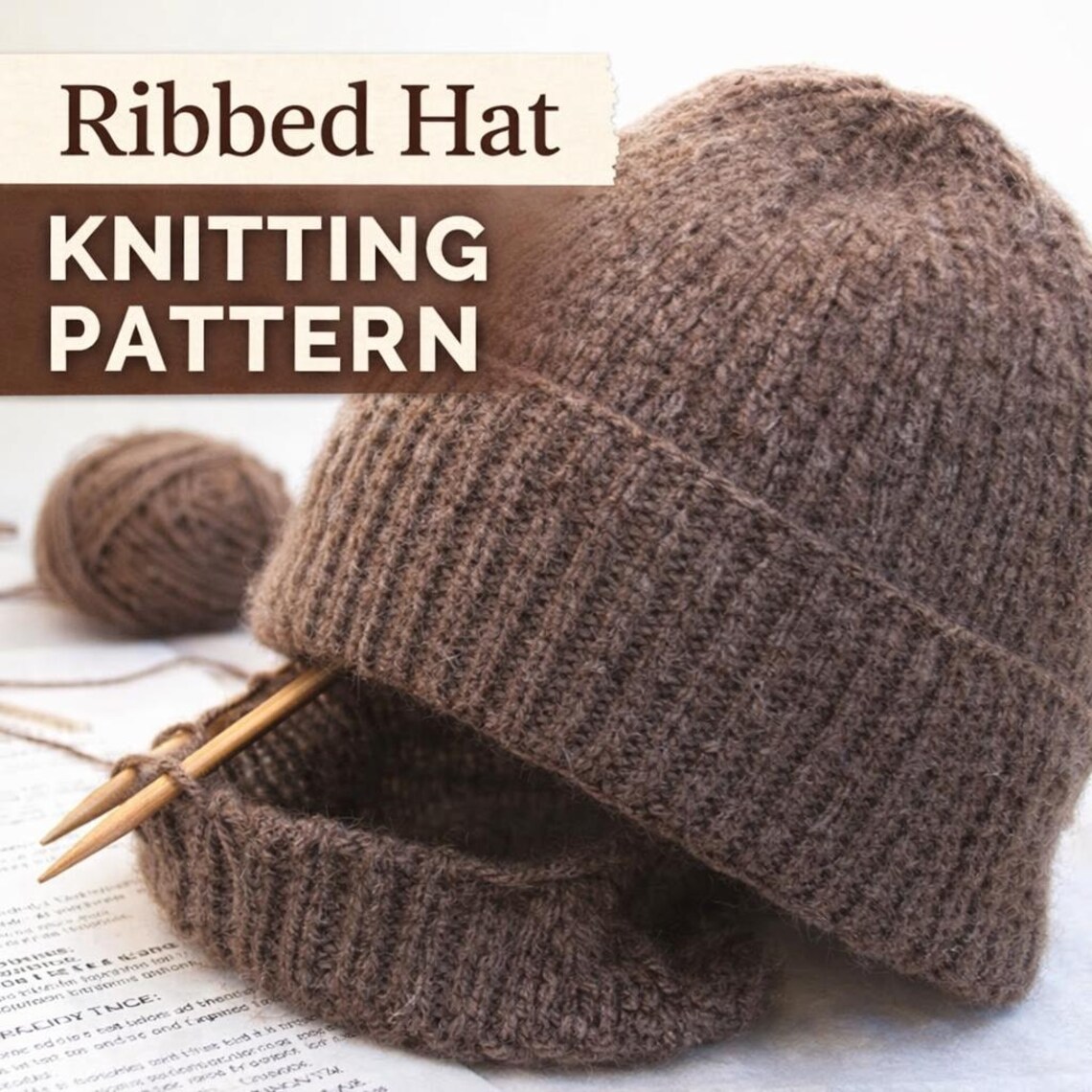 Ribbed Hat Knitting Pattern PDF | Easy Beanie With Folded Brim ...