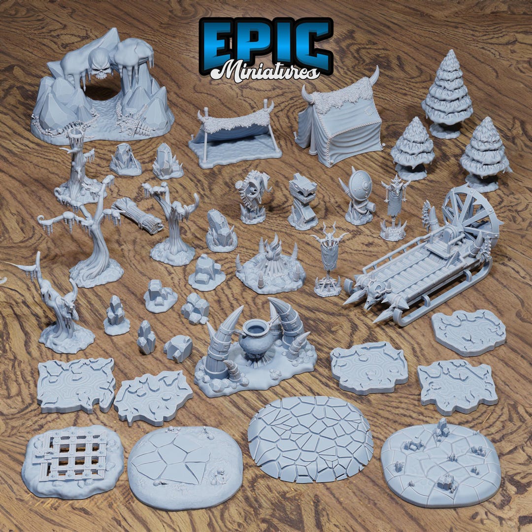 Snow Orc Village Scatter | 30mm 32mm | Fantasy Miniatures | Terrain ...
