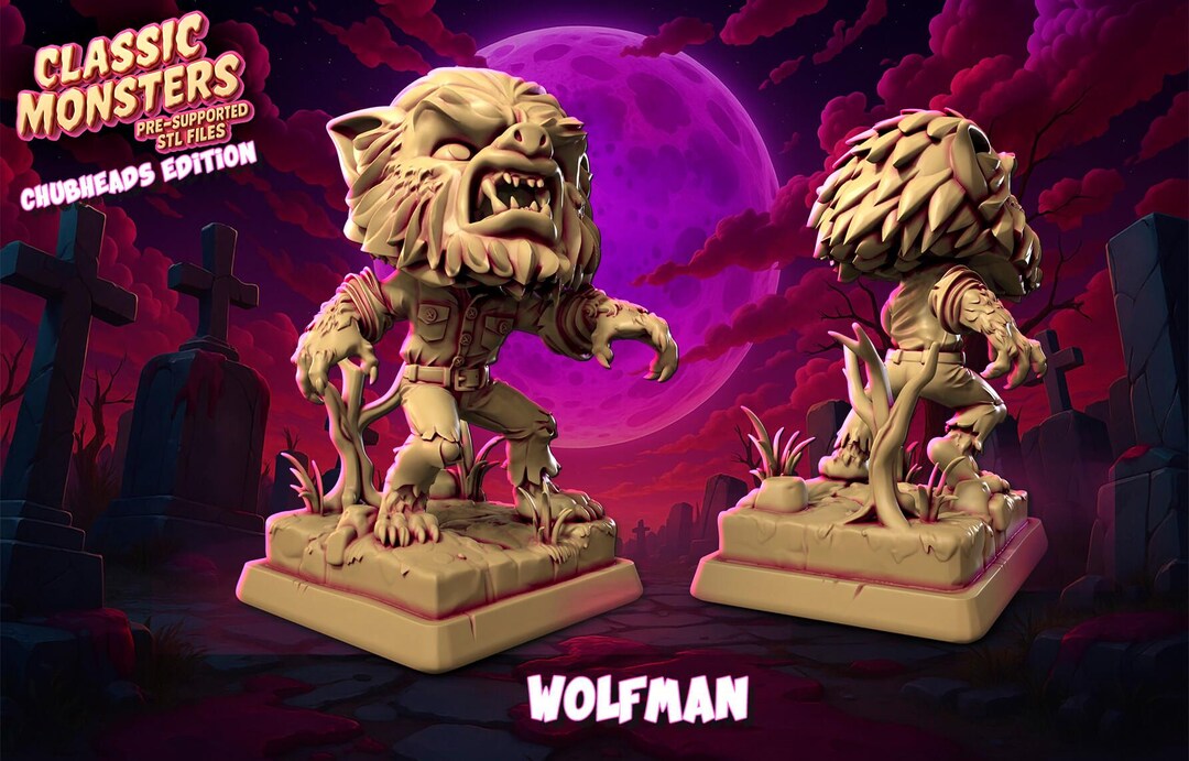 Wolfman Statue | 3d Printed | Chibi | Classic Monsters| Heroes & Beasts ...