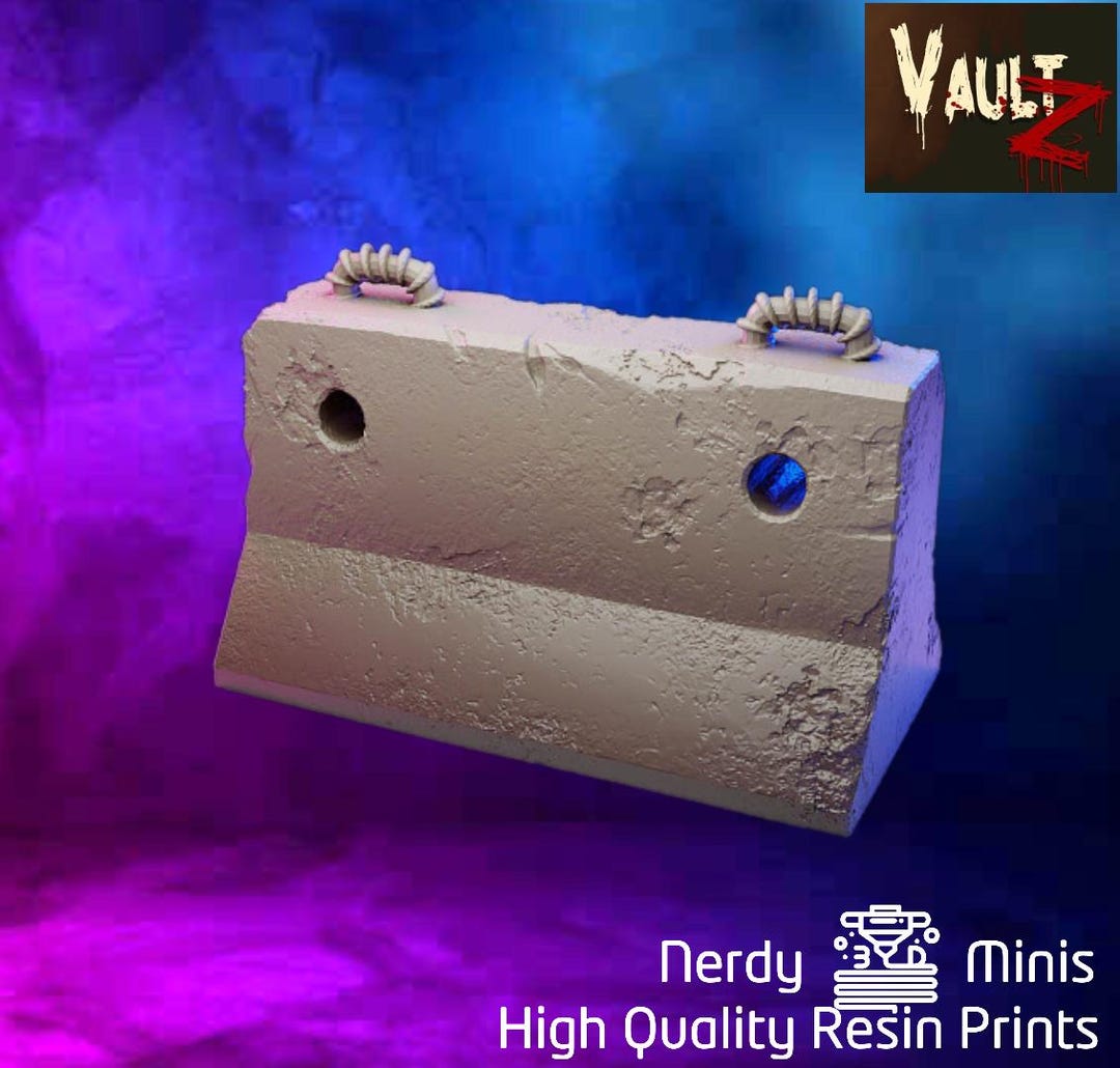 Concrete Barrier Prop | Terrain | Props | Dnd Minis | 32mm 40mm ...