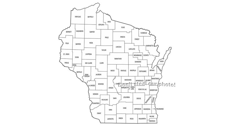 Wisconsin Counties County Outline SVG Files, Silhouette Files, Cut ...