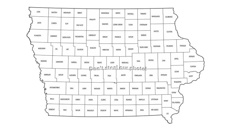Iowa Counties County Outline SVG Files, Silhouette Files, Cut Files ...