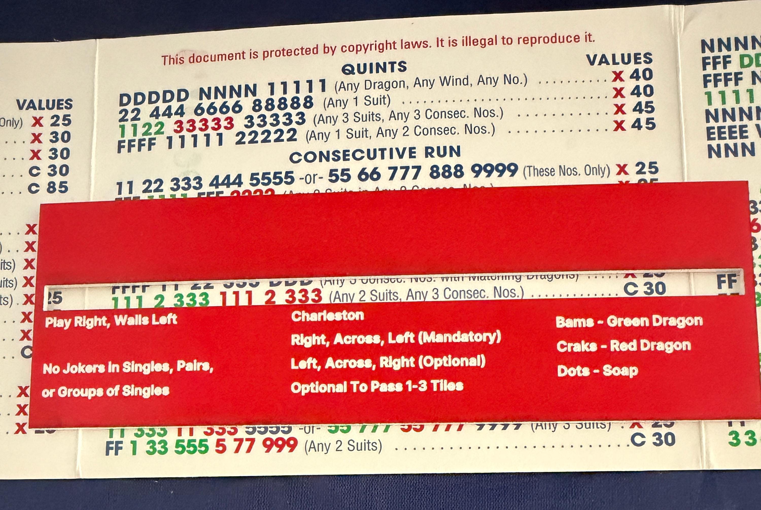 Mahjong Line Finder Reader | Mahjong Rules Guide - Etsy