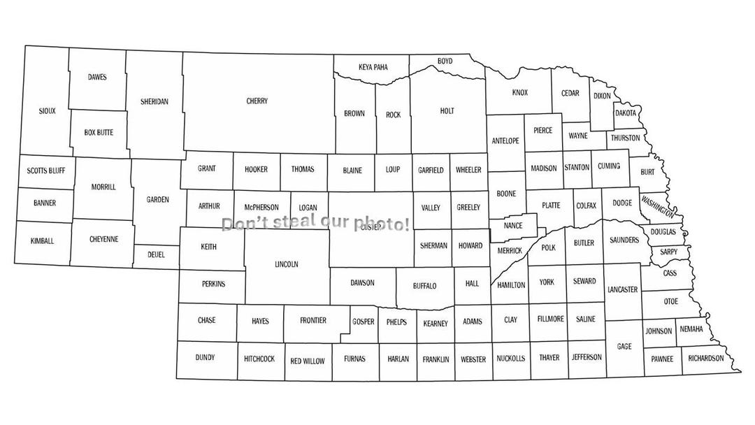 Nebraska Counties County Outline SVG Files, Silhouette Files, Cut Files ...