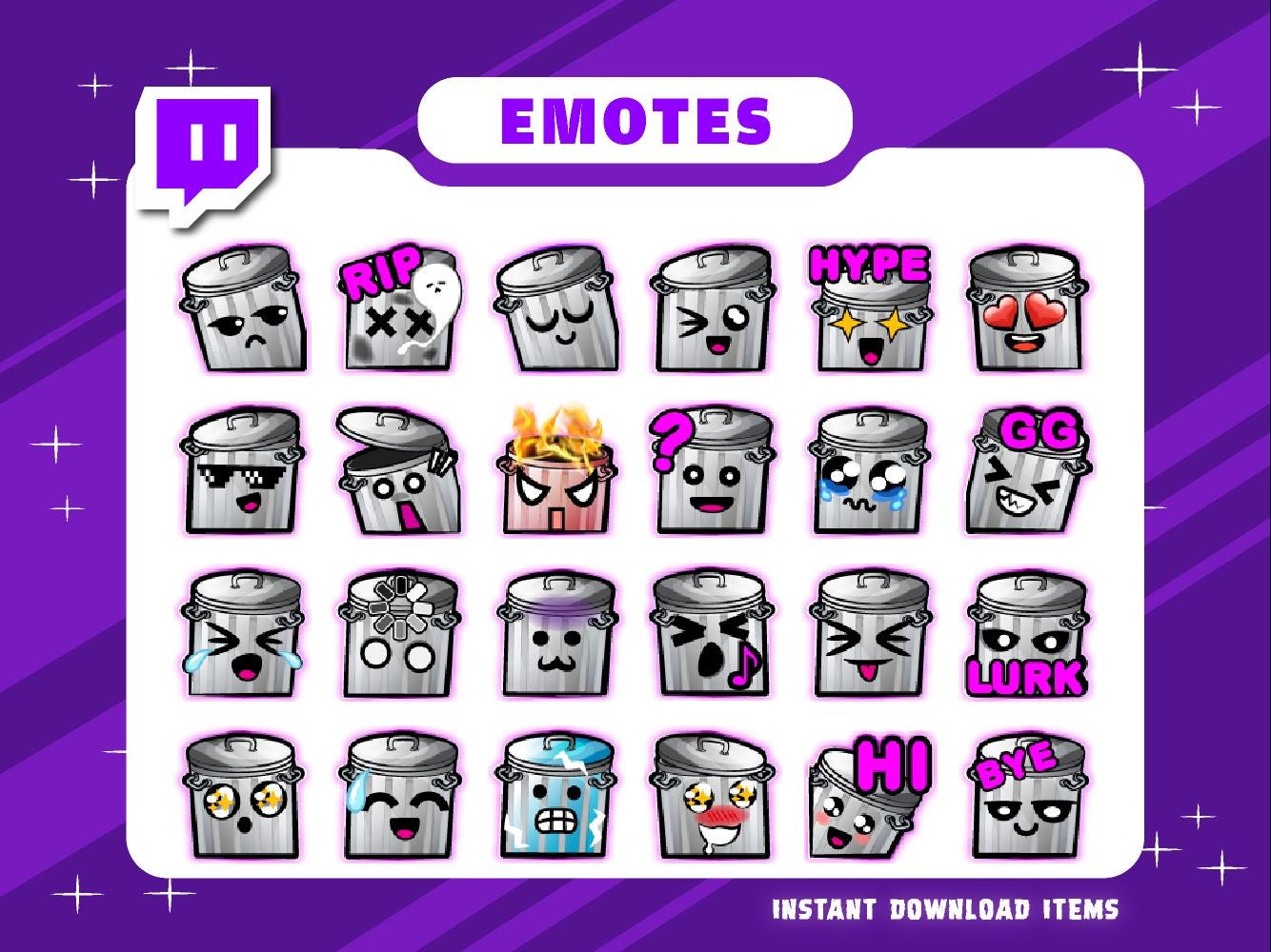 Twitch Emotes, Trash Bin Emotes, Anime Emotes, Funny Emotes, Chibi ...