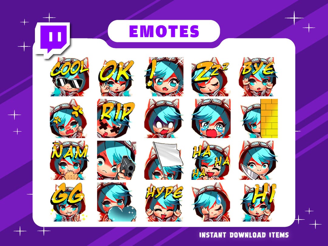 Twitch Emotes, Girl Emotes, Anime Emotes, Foxy Girl Emotes, Kawaii ...