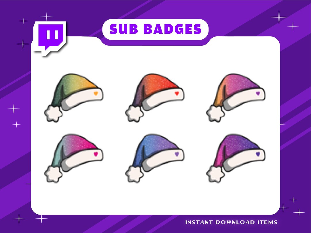 Twitch Sub Badges,christmas Hat Sub Badges, Twitch Badges, Cute Badges ...