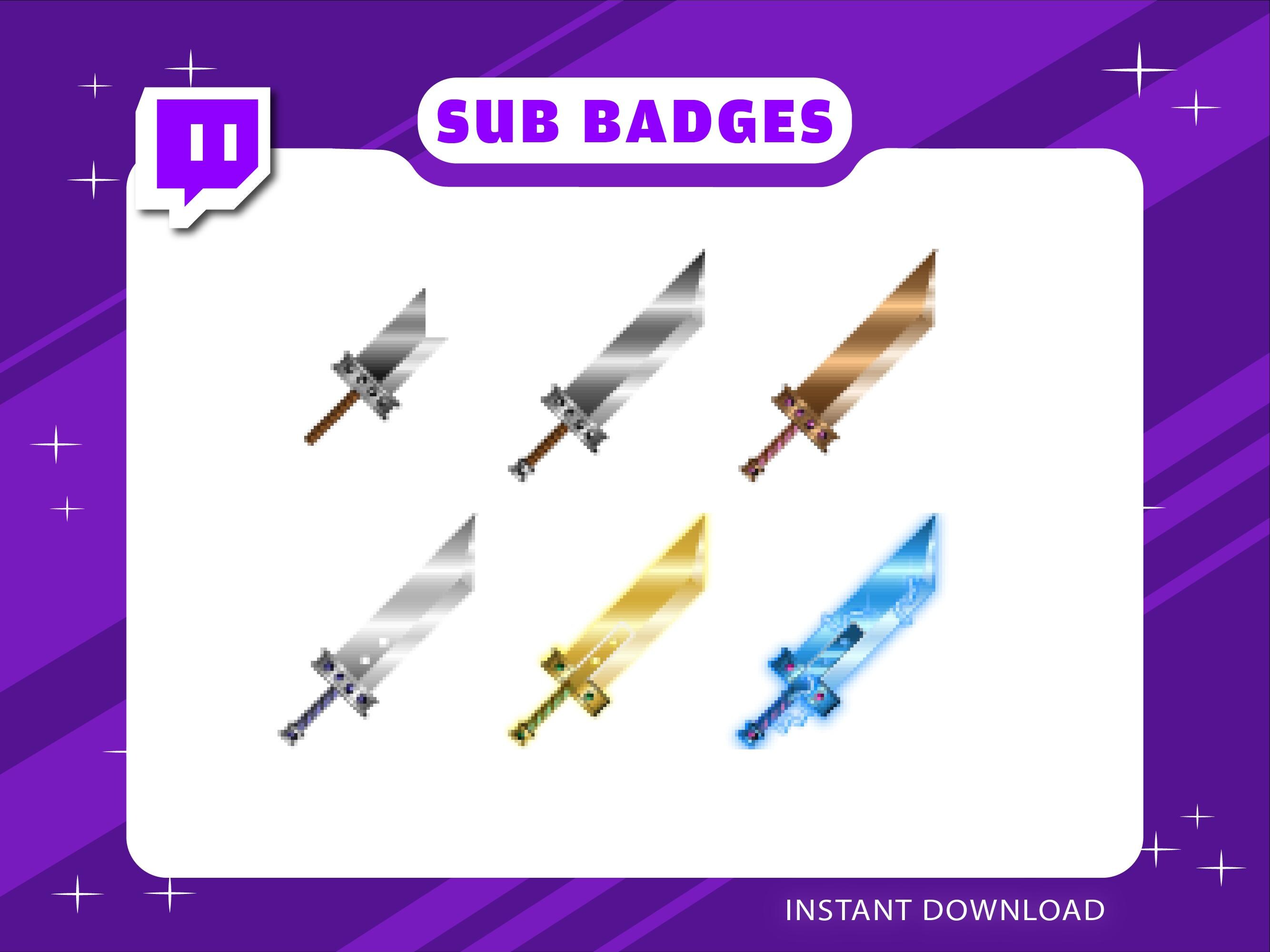 Twitch Sub Badges, Blade Sub Badges, Twitch Badges, Epic Badges, Twitch Bit Badges, Mortal Blade ...