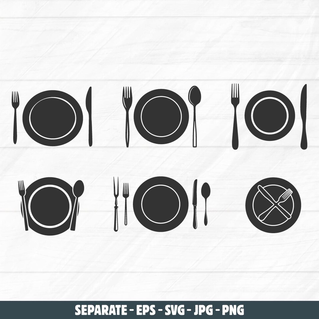 Plate With Cutlery Svg, Plate Fork Spoon Knife Svg, Plate With Cutlery ...