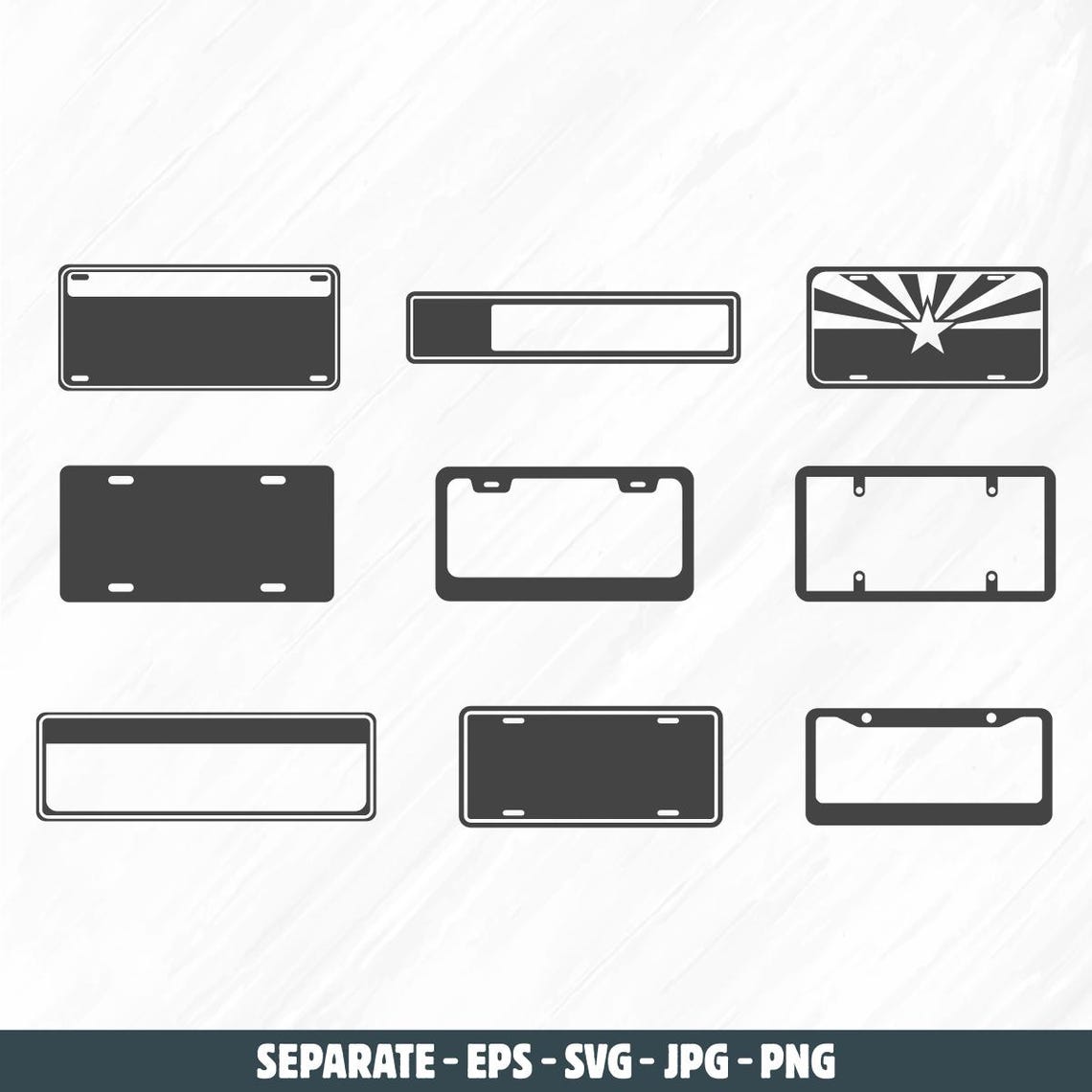 Car License Plate SVG Bundle: Vintage Silhouette Clipart (digital Files ...