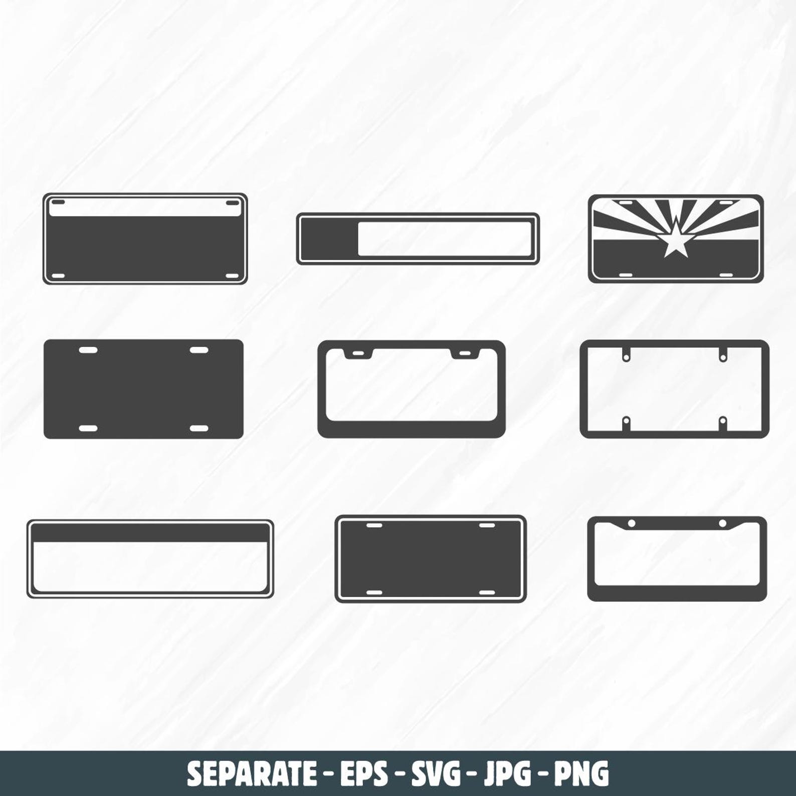 Car License Plate SVG Bundle: Vintage Silhouette Clipart (digital Files ...