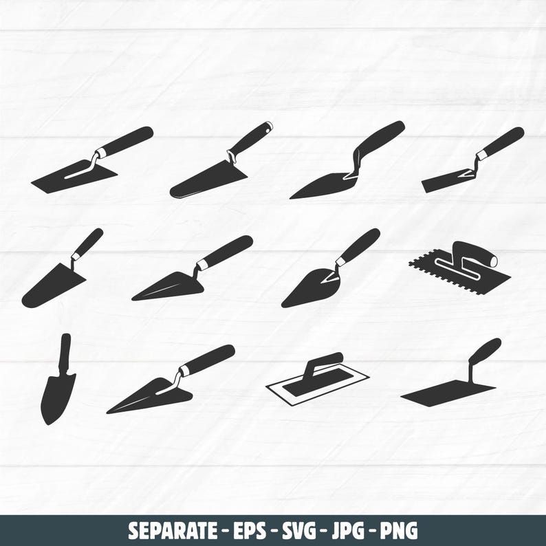 Trowel Svg, Trowel Silhouette, Trowel Vector, Trowel Clipart, Cement ...
