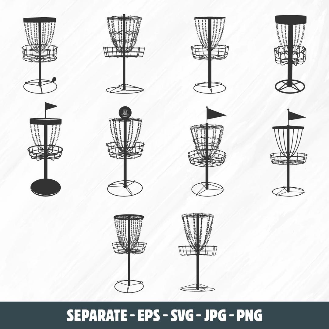 Disc Golf Svg, Frisbee Svg, Disc Golf Basket Svg, Disc Golf Silhouette ...