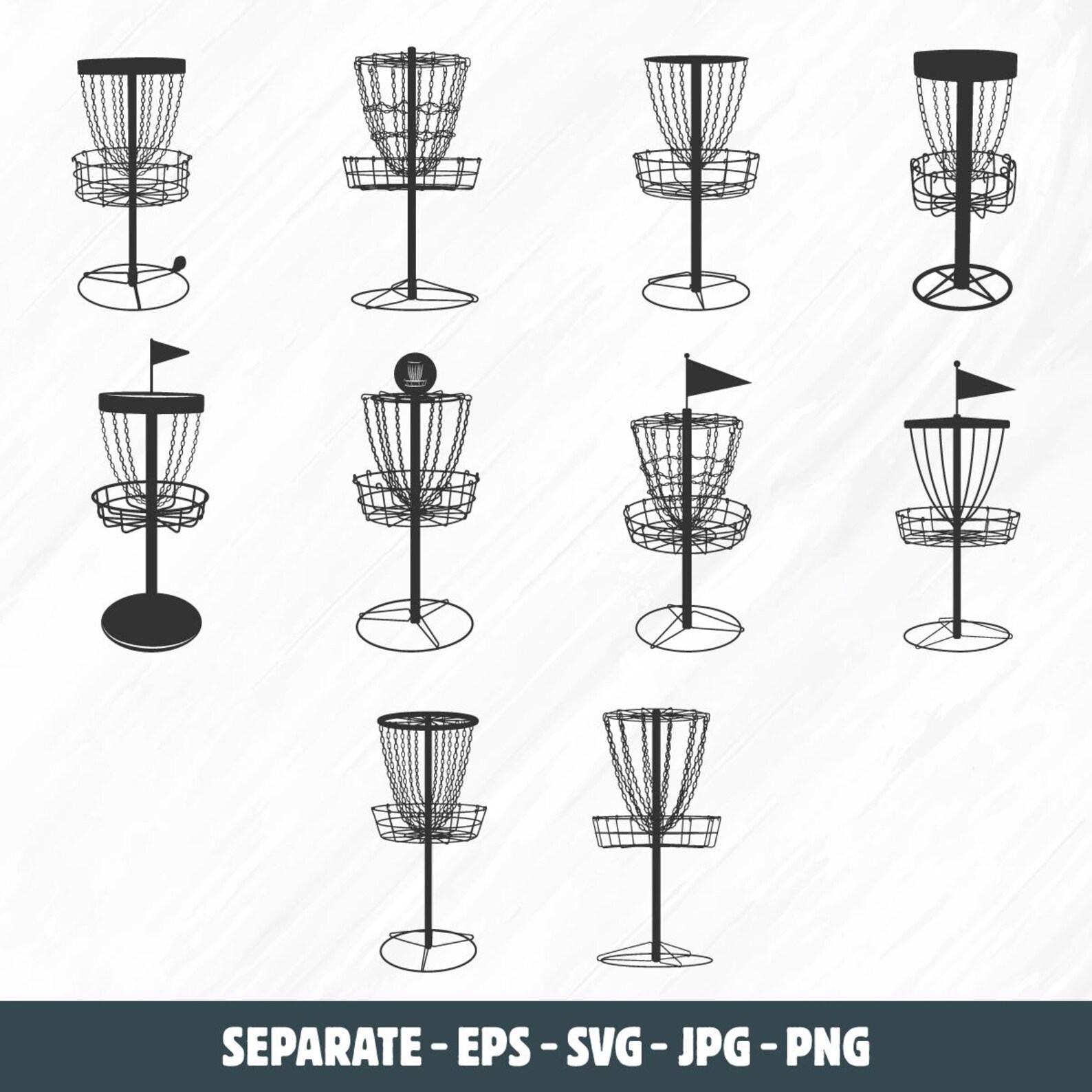 Disc Golf Svg, Frisbee Svg, Disc Golf Basket Svg, Disc Golf Silhouette ...