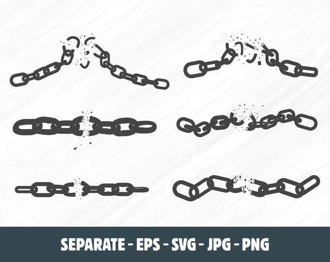 Broken Chains Svg, Vector Chain Silhouette, Chain Clipart, Freedom ...