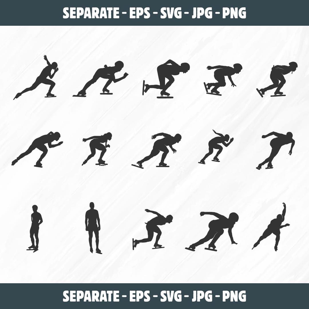 Speed Skating Svg, Speed Skating Silhouette, Speed Skater Silhouette ...