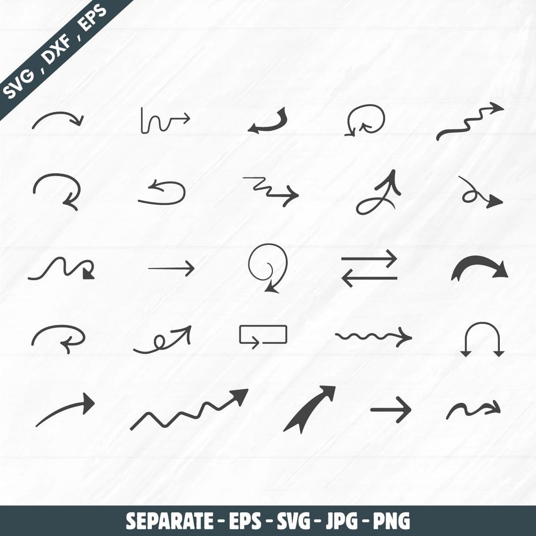 Hand Drawn Arrow Svg, Arrow Svg, Arrow Icons Set, Hand Drawn Arrow ...
