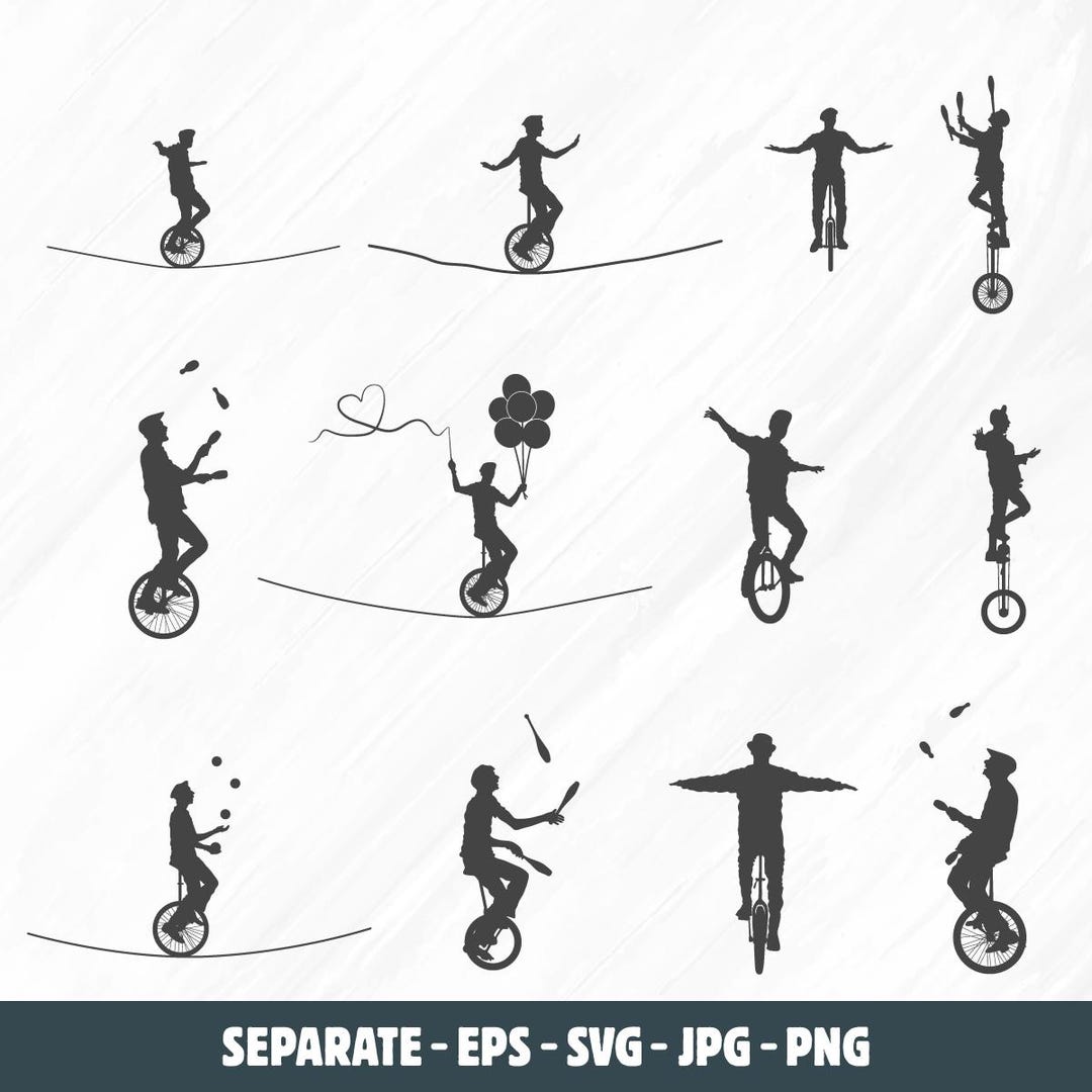 Riding Unicycle Svg, Circus Svg, People Riding Unicycle Svg, Circus ...